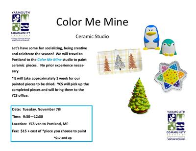 Yarmouth, MAINE - Parks, Recreation & Community Services: Color Me Mine ...