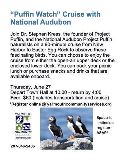 Yarmouth, MAINE - Parks, Recreation & Community Services: Puffin Watch ...